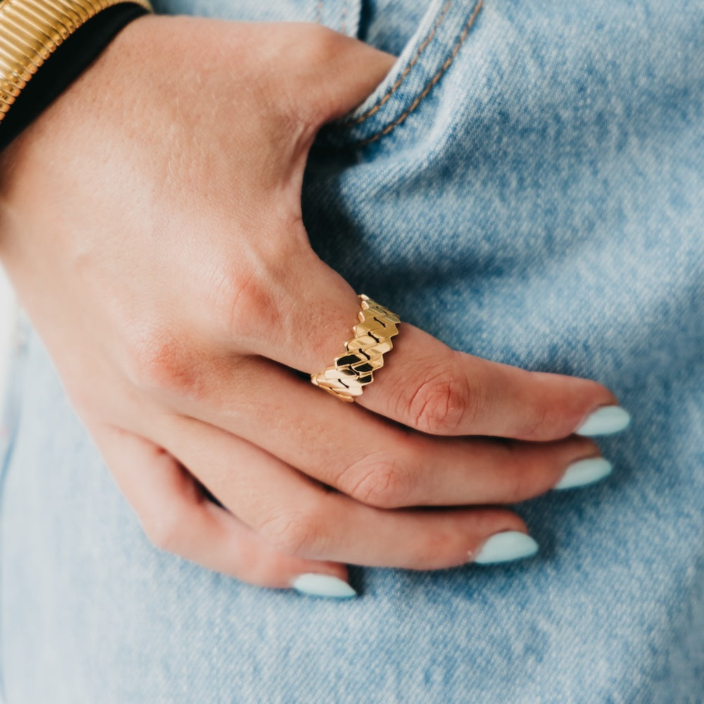 Banded Metal Statement Ring - WATERPROOF – Pretty Simple