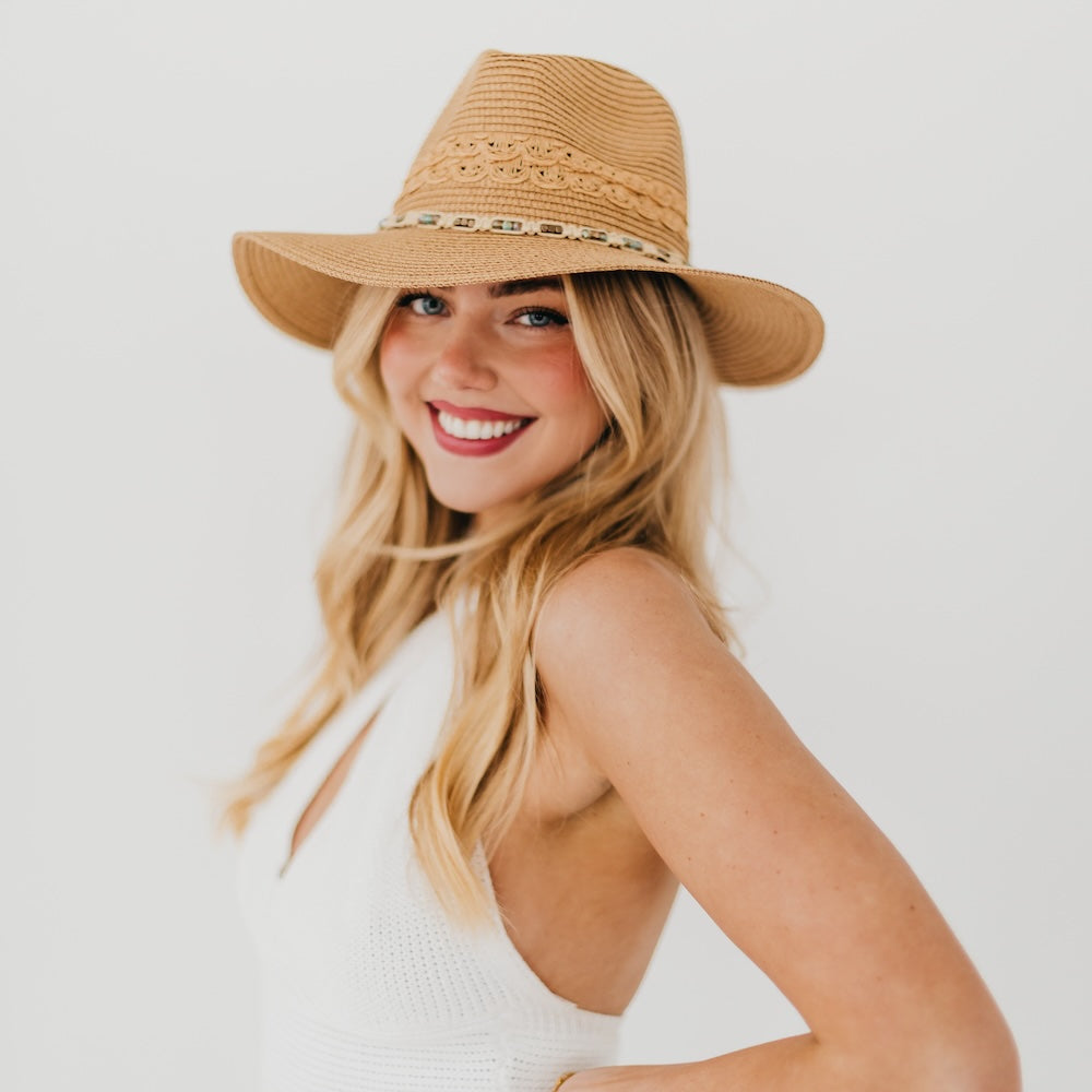Isabella Woven Beaded Band Straw Sun Hat – Pretty Simple
