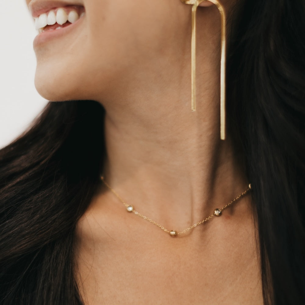 Studded Diamond Strand Necklace - WATERPROOF – Pretty Simple